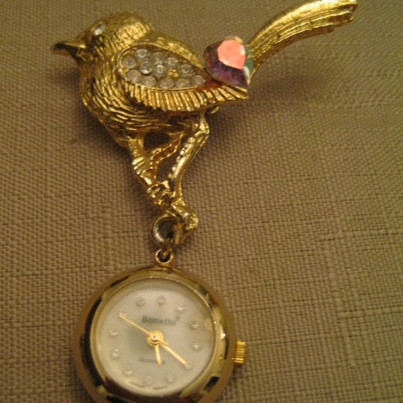 Bonetto Watch AB Rhinestone Brid Watch Brooch | Accessories | Bonetto ...